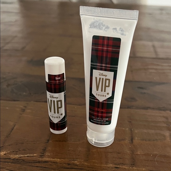 Disney | Makeup | Disney Vip Tours Red And Black Plaid Lip Balm And ...